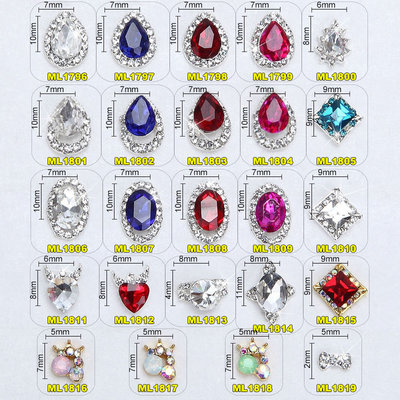 Hot NEW Wholesale Alloy Jewelry 3D Nail Art Jewelry Nail rhinestones Sticker Supplier Number ML1796-1819