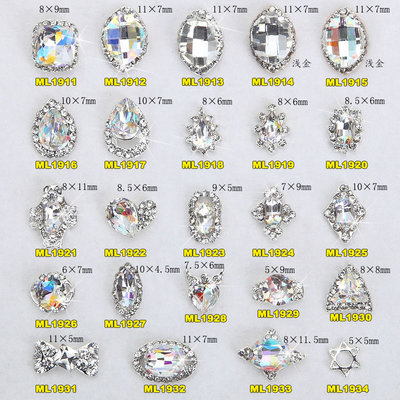 Hot NEW Wholesale Alloy Jewelry 3D Nail Art Jewelry Nail rhinestones Sticker Supplier Number ML1911-1934