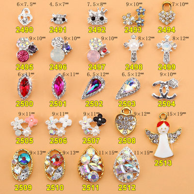 Hot NEW Wholesale Alloy Jewelry 3D Nail Art Jewelry Nail rhinestones Sticker Supplier Number ML2490-2513