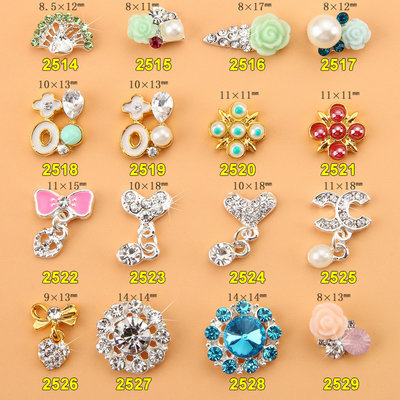 Hot NEW Wholesale Alloy Jewelry 3D Nail Art Jewelry Nail rhinestones Sticker Supplier Number ML2514-2529