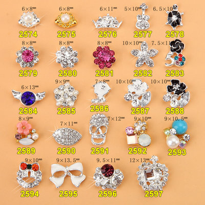 Hot NEW Wholesale Alloy Jewelry 3D Nail Art Jewelry Nail rhinestones Sticker Supplier Number ML2574-2597