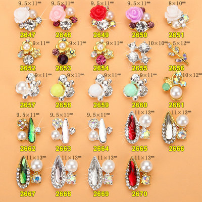 Hot NEW Wholesale Alloy Jewelry 3D Nail Art Jewelry Nail rhinestones Sticker Supplier Number ML2647-2670