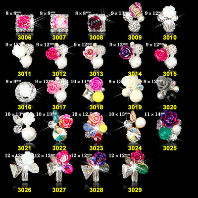 Hot NEW Wholesale Alloy Jewelry 3D Nail Art Jewelry Nail rhinestones Sticker Supplier Number ML3006-3029