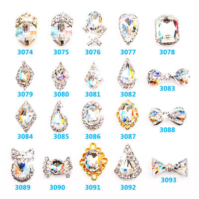 Hot NEW Wholesale Alloy Jewelry 3D Nail Art Jewelry Nail rhinestones Sticker Supplier Number ML3074-3093
