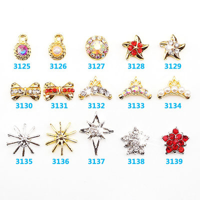 Hot NEW Wholesale Alloy Jewelry 3D Nail Art Jewelry Nail rhinestones Sticker Supplier Number ML3125-3139