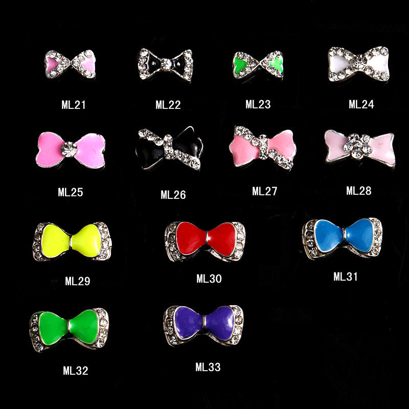 Charming 3D Nail Art Designs Nail Art Bow Tie Alloy Rhinestones DIY Decoration ML21-33
