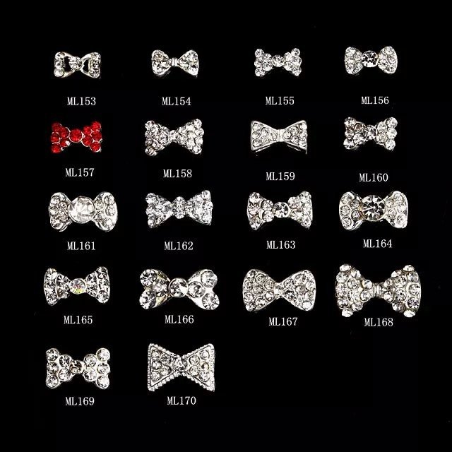 Nail Art Decoration Bow Knot Alloy Jewelry Glitter Rhinestone ML153-170