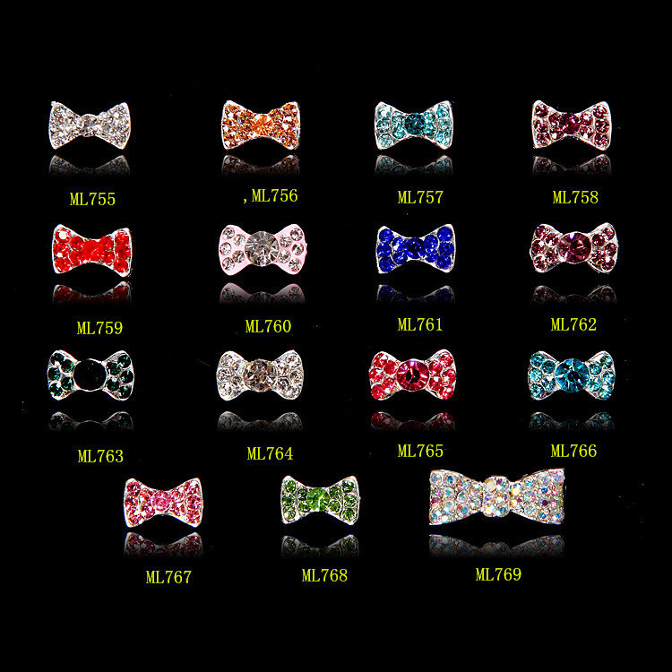 Bow Tie Nail Art Decoration Alloy Jewelry Glitter Rhinestone ML755-769