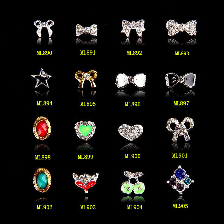 Alloy Nail Art Decorations Jewelry Glitter Crystal Rhinestiones Metal Charms 3D ML890-905