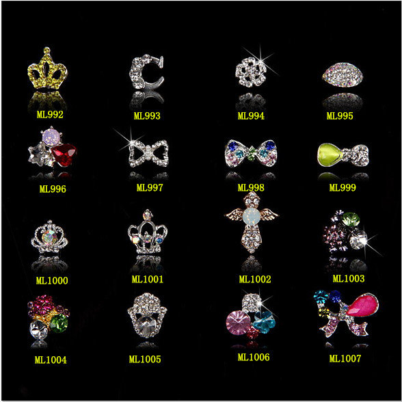 Womens Zircon Alloy Bow 3D Nail Art Tips Stickers Decoration Jewelry ML992-1007