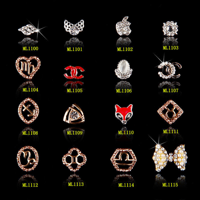 Rose gold 3D Nail Art Decorations Charms Bow Tie Design Nail Jewelry ML1100-1115