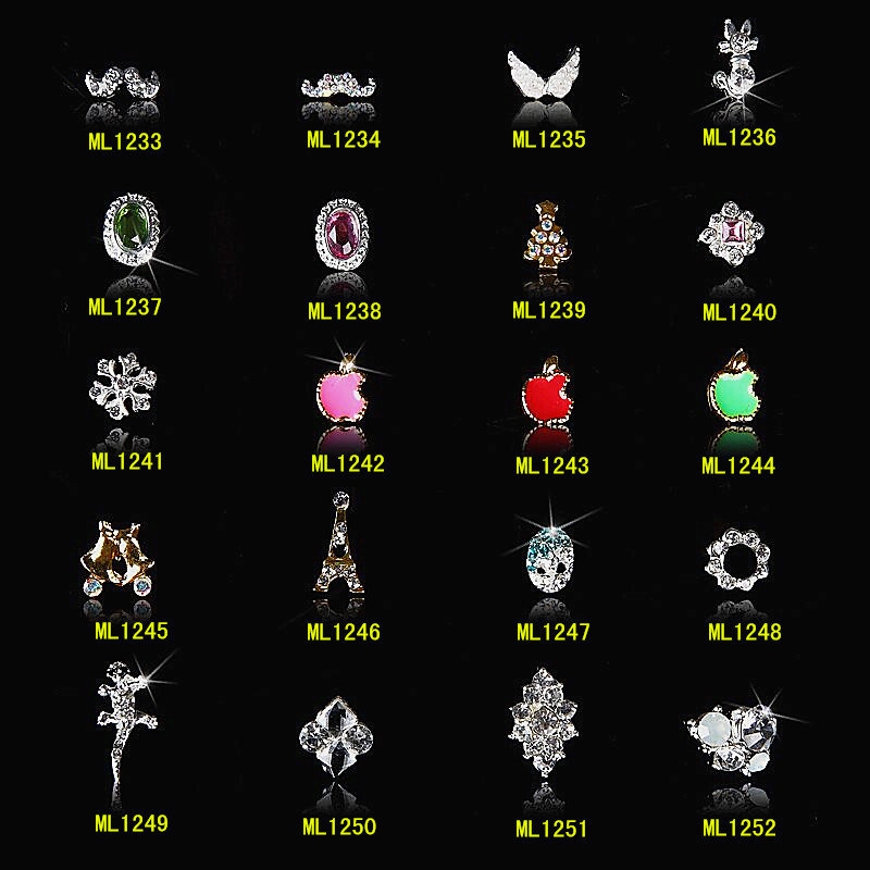 3D Nail Charms Stone Rhinestone Nail Art Tips Nail Bronze Alloy Decoration ML1233-1252