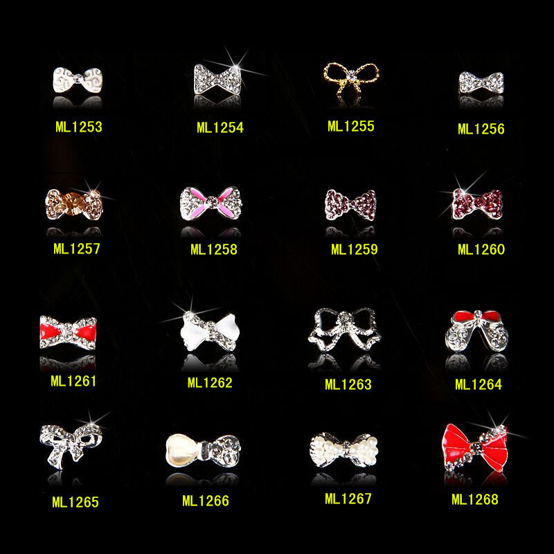 3D Nail Art Decoration Colorful Bow Alloy Jewelry Glitter Rhinestone  ML1253-1268
