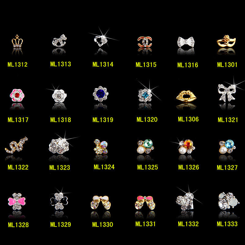 Rose Nail Art Decorations Jewelry Glitter Crystal Rhinestiones Metal Charms3D ML1312-1333