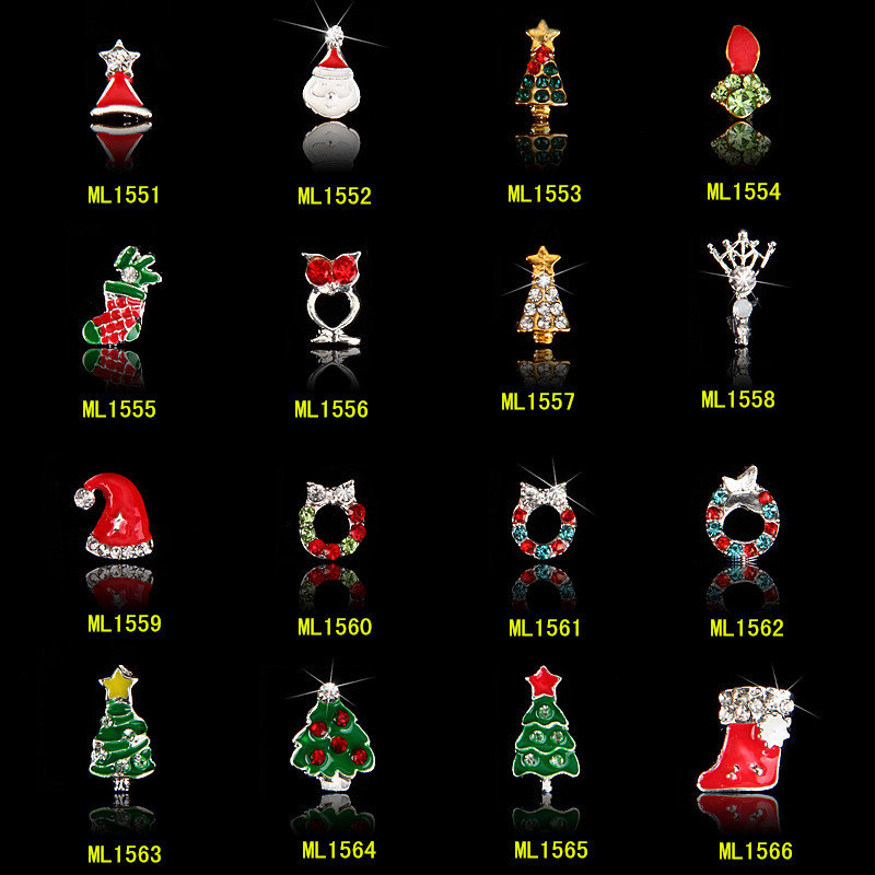 3D Christmas nail art decorations tools alloy jewelry nail glitter rhinestone ML1551-1566