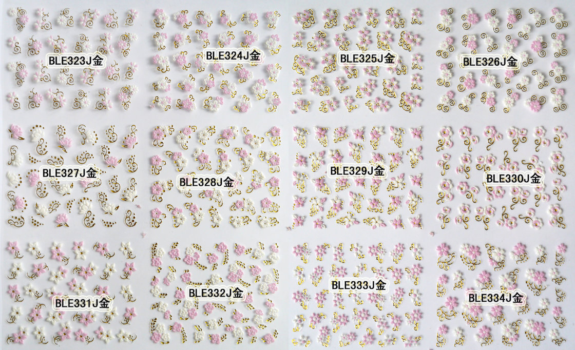 3D Nail Decals Tip Nail Art Sticker Mix Color Self-adhesive Flower Decal Decoration-BLEJ