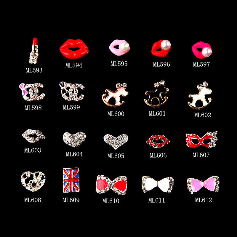 Hot NEW Wholesale Alloy Jewelry 3D Nail Art Jewelry Nail rhinestones Sticker Supplier Number ML593-612