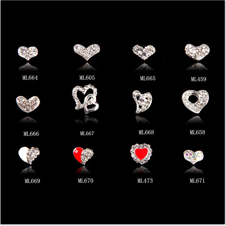 Hot NEW Wholesale Alloy Jewelry 3D Nail Art Jewelry Nail rhinestones Sticker Supplier Number ML664-671