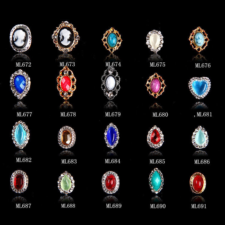 Hot NEW Wholesale Alloy Jewelry 3D Nail Art Jewelry Nail rhinestones Sticker Supplier Number ML672-691