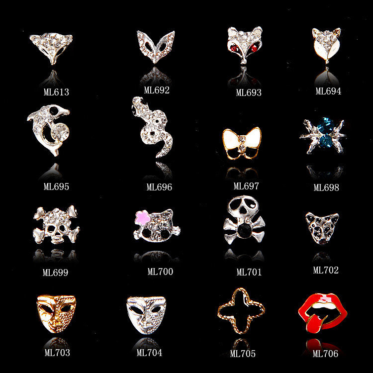 Hot NEW Wholesale Alloy Jewelry 3D Nail Art Jewelry Nail rhinestones Sticker Supplier Number ML692-706