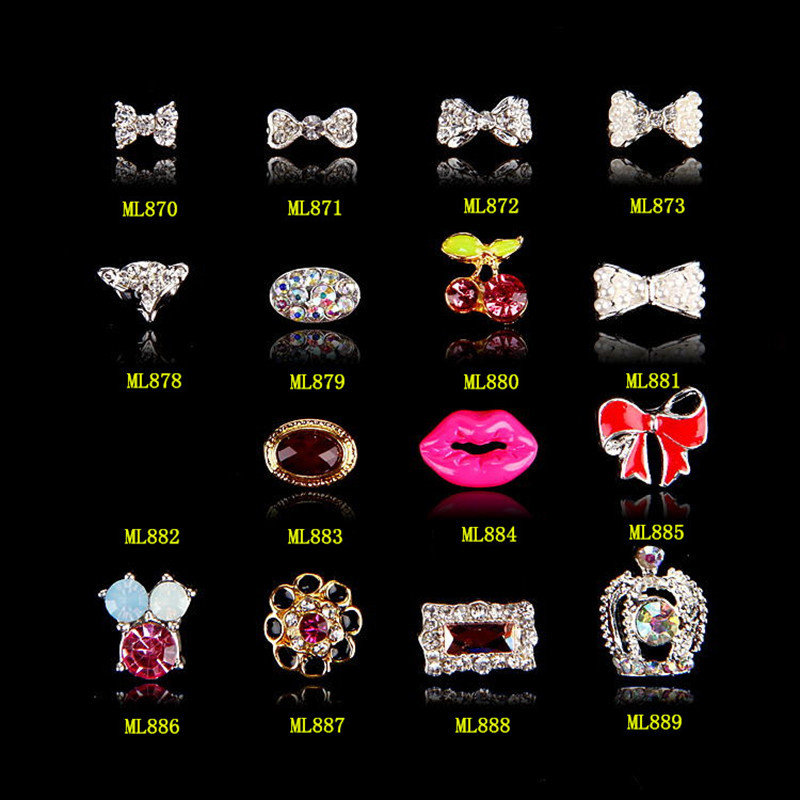 Hot NEW Wholesale Alloy Jewelry 3D Nail Art Jewelry Nail rhinestones Sticker Supplier Number ML870-889