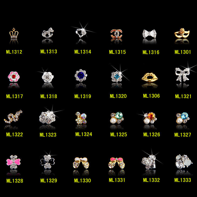 Hot NEW Wholesale Alloy Jewelry 3D Nail Art Jewelry Nail rhinestones Sticker Supplier Number ML1312-1333