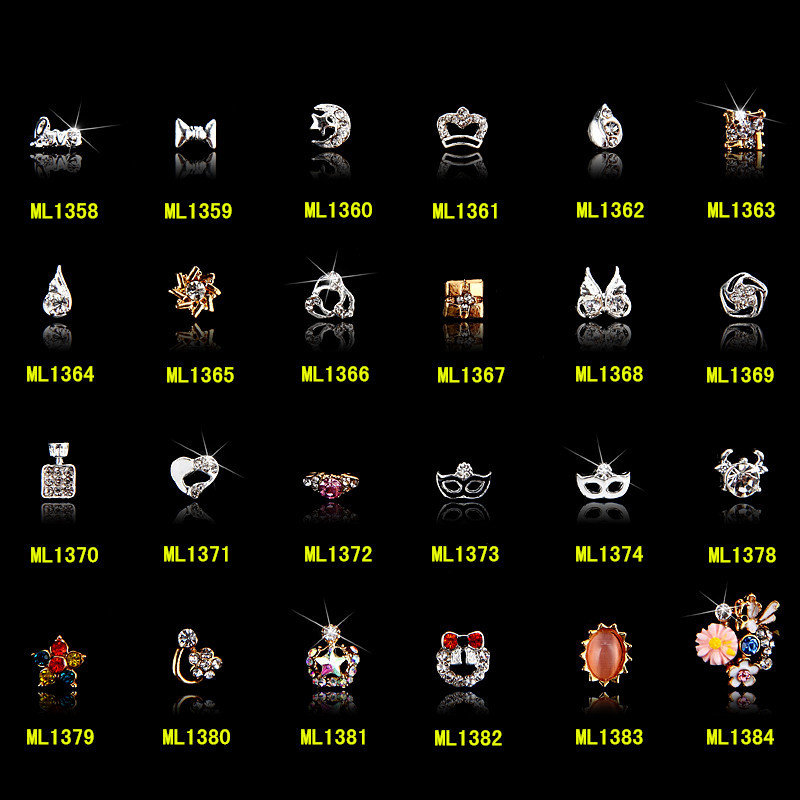 Hot NEW Wholesale Alloy Jewelry 3D Nail Art Jewelry Nail rhinestones Sticker Supplier Number ML1358-1384