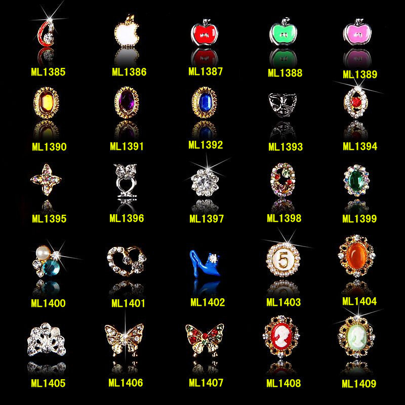 Hot NEW Wholesale Alloy Jewelry 3D Nail Art Jewelry Nail rhinestones Sticker Supplier Number ML1385-1409