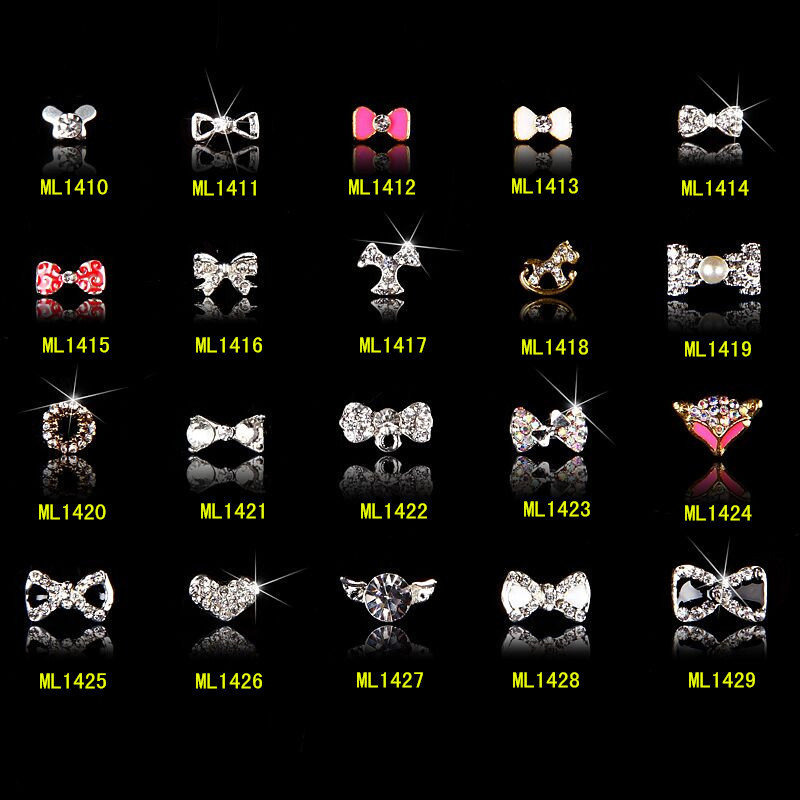 Hot NEW Wholesale Alloy Jewelry 3D Nail Art Jewelry Nail rhinestones Sticker Supplier Number ML1410-1429