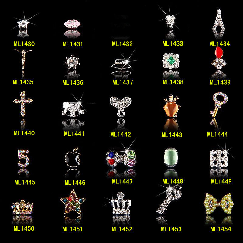 Hot NEW Wholesale Alloy Jewelry 3D Nail Art Jewelry Nail rhinestones Sticker Supplier Number ML1530-1454
