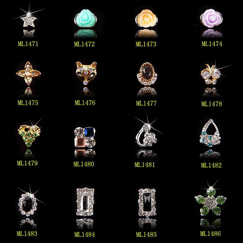 Hot NEW Wholesale Alloy Jewelry 3D Nail Art Jewelry Nail rhinestones Sticker Supplier Number ML1471-1486