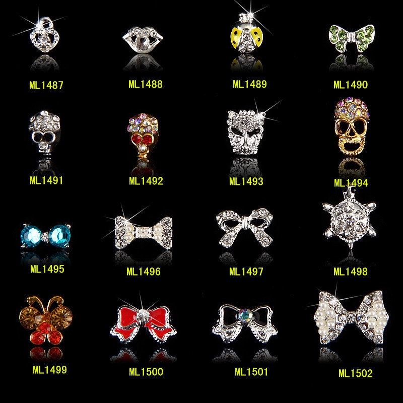 Hot NEW Wholesale Alloy Jewelry 3D Nail Art Jewelry Nail rhinestones Sticker Supplier Number ML1487-1502