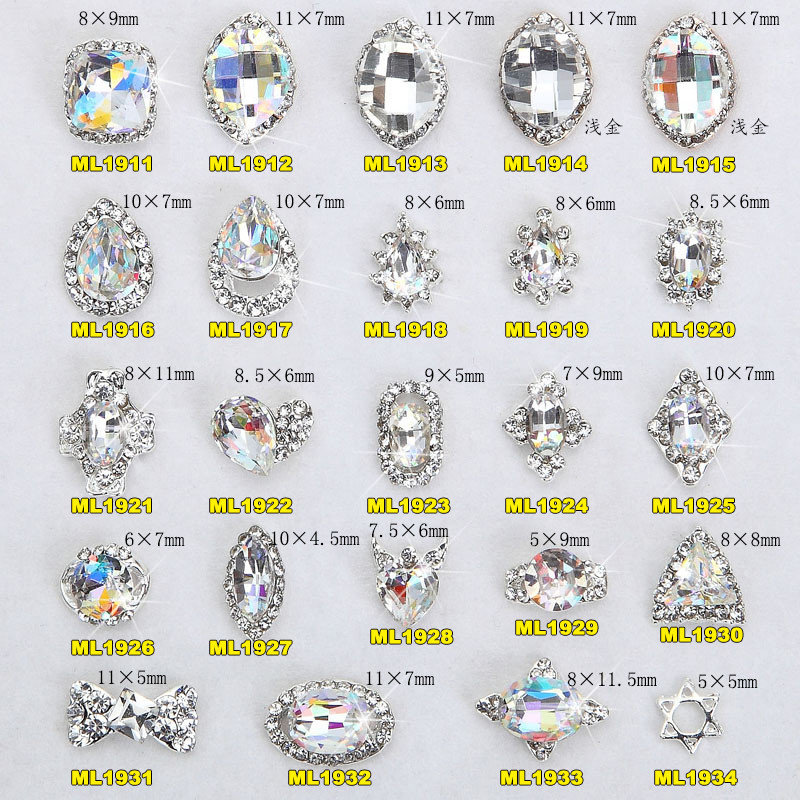 Hot NEW Wholesale Alloy Jewelry 3D Nail Art Jewelry Nail rhinestones Sticker Supplier Number ML1911-1934