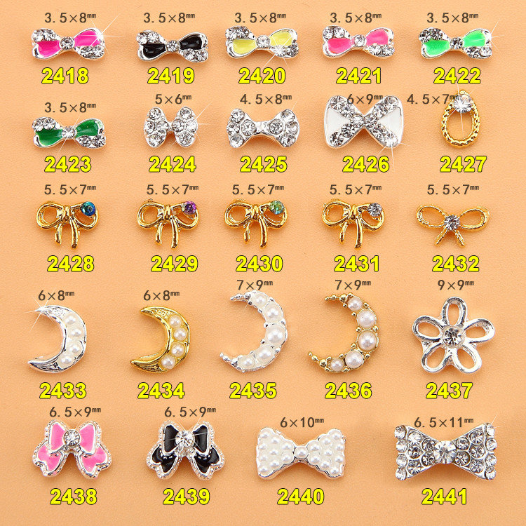 Hot NEW Wholesale Alloy Jewelry 3D Nail Art Jewelry Nail rhinestones Sticker Supplier Number ML2418-2441