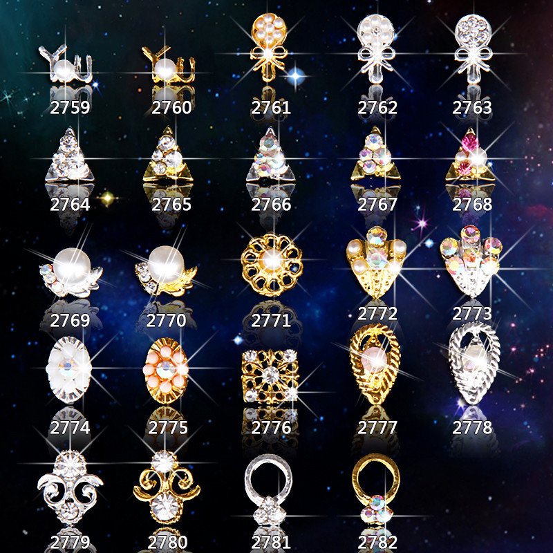 Hot NEW Wholesale Alloy Jewelry 3D Nail Art Jewelry Nail rhinestones Sticker Supplier Number ML2759-2782