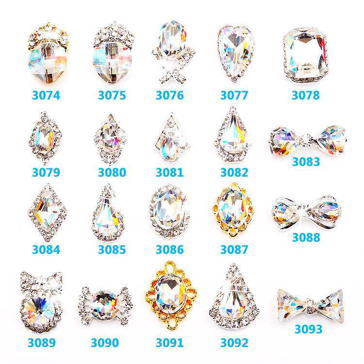 Hot NEW Wholesale Alloy Jewelry 3D Nail Art Jewelry Nail rhinestones Sticker Supplier Number ML3074-3093