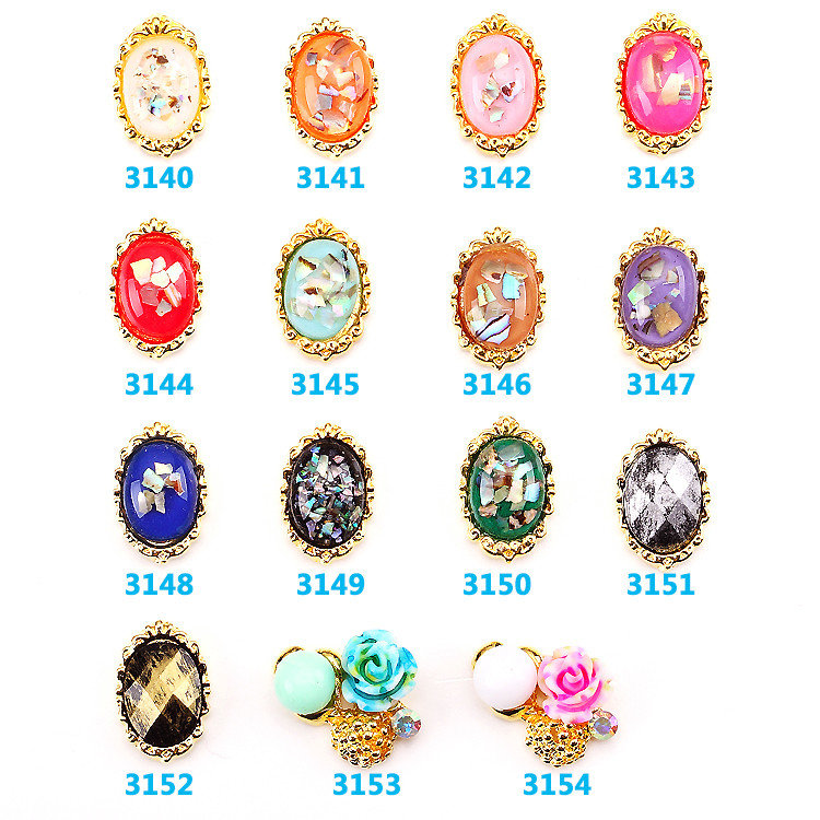 Hot NEW Wholesale Alloy Jewelry 3D Nail Art Jewelry Nail rhinestones Sticker Supplier Number ML3140-3154