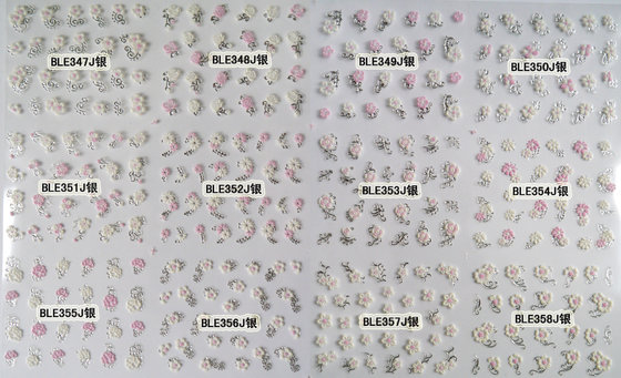 Silver Gel Nail Art Supplier Nail Wraps Nail Sticker with butterfly-BLEJ347-358Silver