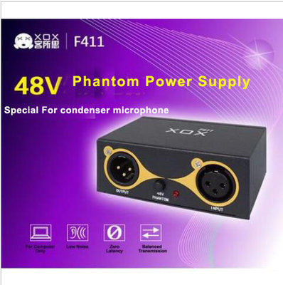 XOX 48V Phantom Power Supply with USB cable for Any Condenser Microphone Music Recording Equipment