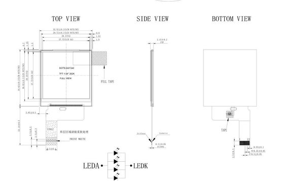 SPI interface IPS custom size lcd TFT lcd display small lcd 1.54" with high brightness 800nits for wearable device