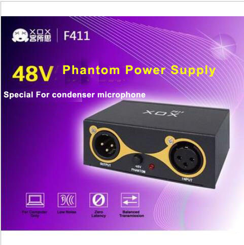 XOX 48V Phantom Power Supply with USB cable for Any Condenser Microphone Music Recording Equipment
