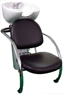 China Metal Rack Portable Shampoo Bowl And Chair , Hair Shampoo Chair No Footrest supplier