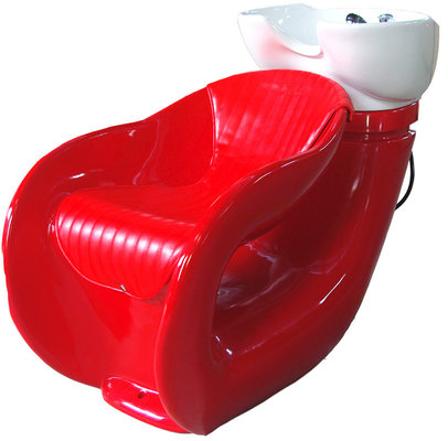 China Red Modern Salon Shampoo Chairs Fibergrass Base With  23.5"X21" Bowl supplier