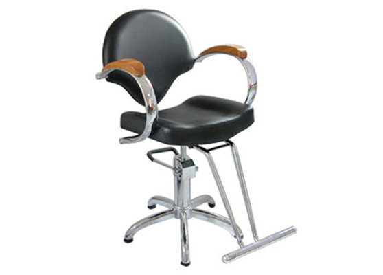 China 5 Stars Base Salon Hair Styling Chairs Chrome Armrest With Wood Materials supplier