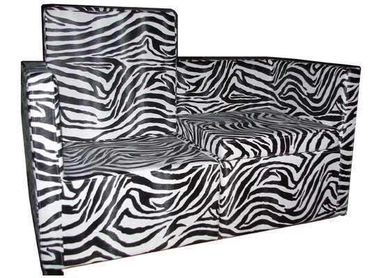 China Zebra Style PU Salon Waiting Chairs 2 Seat With Painting Steel Foot , 53cm Depth supplier
