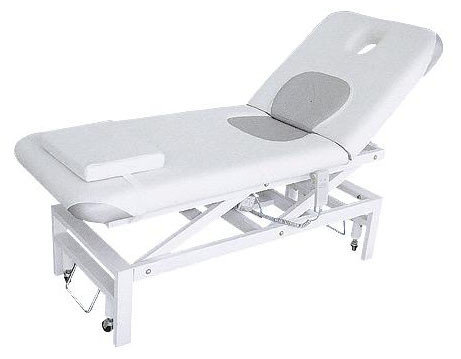 China Pu Leather Therapeutic Massage Table Chair Manual Adjustable White Color supplier