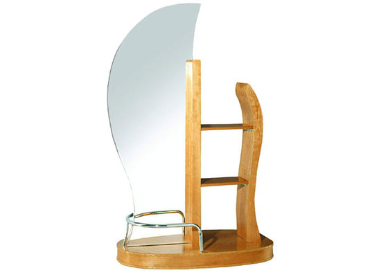 China Hair Dresser Salon Mirror Station Furniture With Double Side Mirror , Dark Brown Color supplier