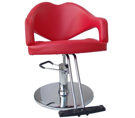 China Red Salon Hair Styling Chairs Round Base 36" Height With Hydraulic Pump supplier