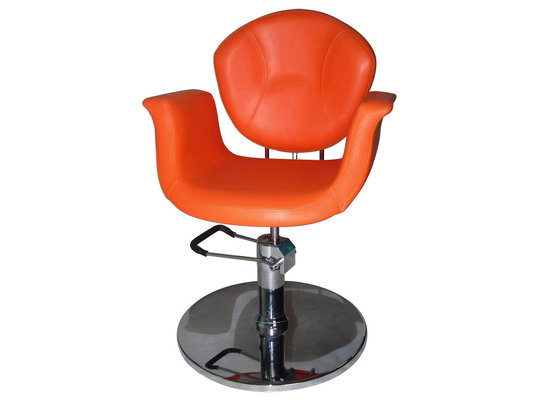 China Soft Orange Hair Cutting Unique Salon Chairs Square Base With Rubber Ring supplier