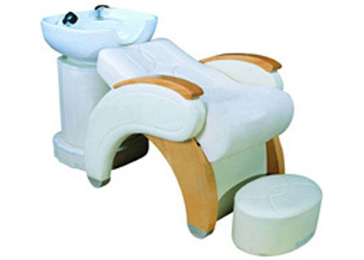 China While Comfortable Salon Shampoo Chairs Ceramic Bowl With PVC Vinyl Upholstery supplier